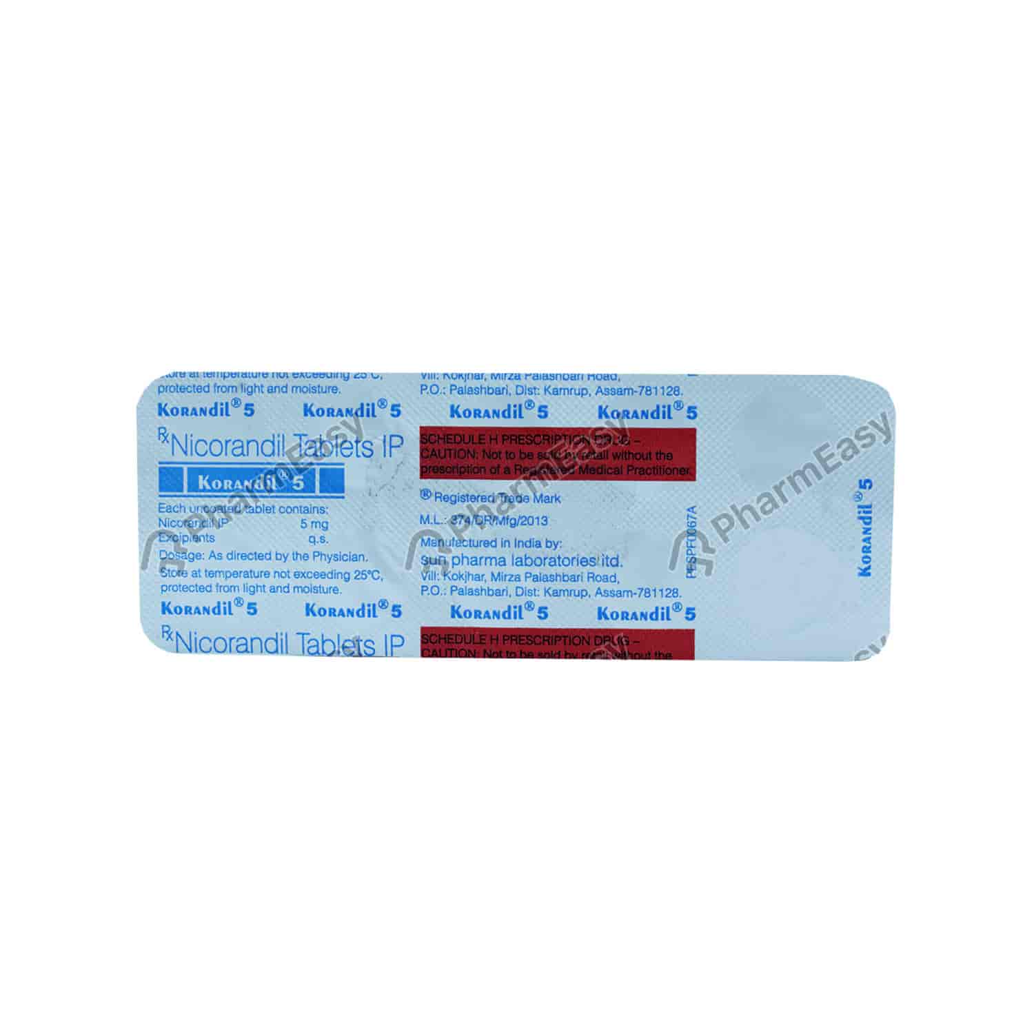 Buy Korandil 5mg Strip Of 10 Tablets Online at Flat 18% OFF* | PharmEasy