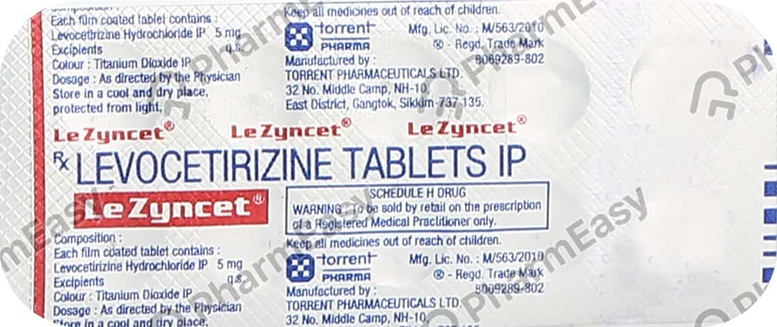 Lezyncet 5 MG Tablet (10): Uses, Side Effects, Price & Dosage | PharmEasy