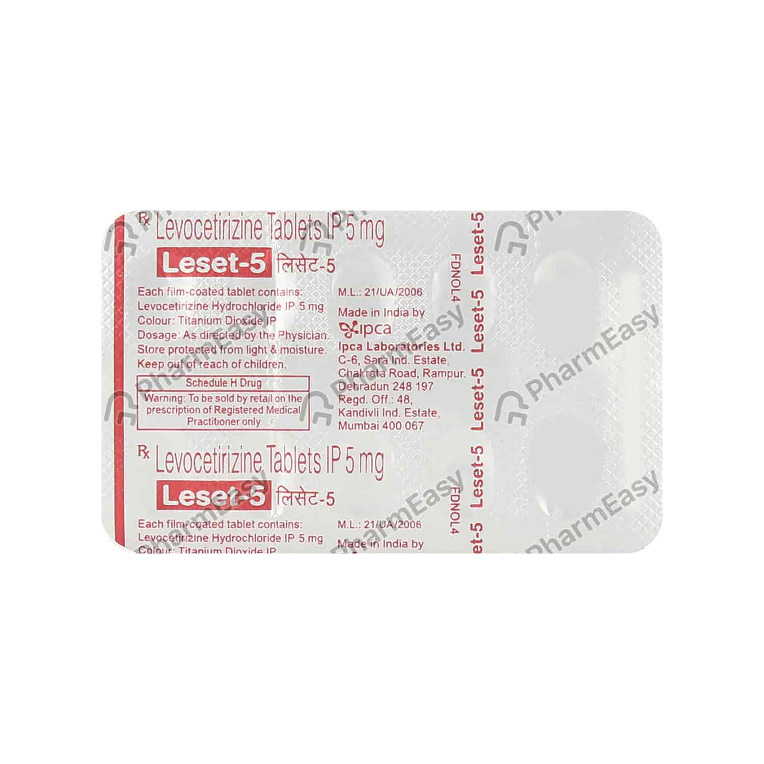 Buy Leset 5mg Tablet Online at Flat 18% OFF* | PharmEasy