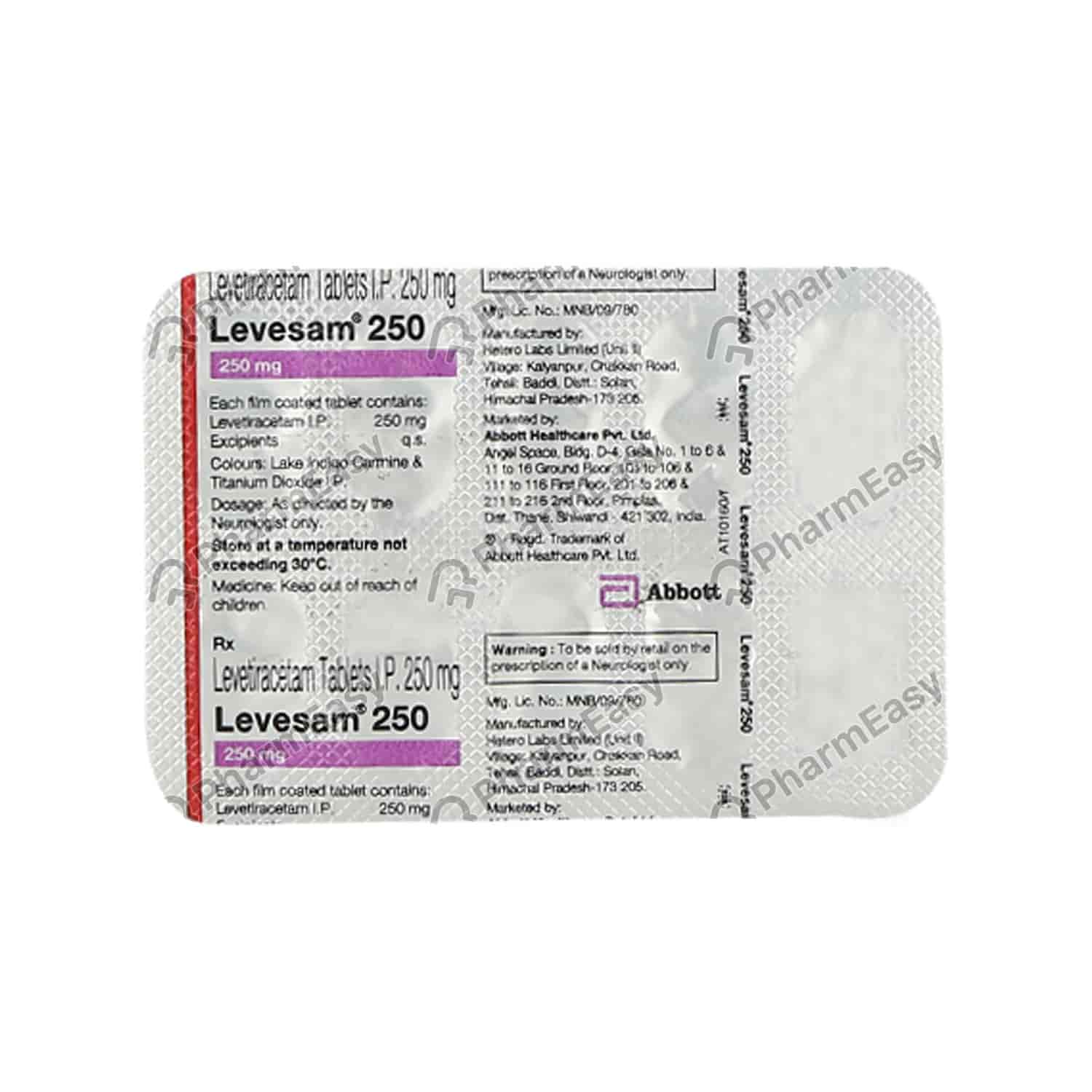 Buy Levesam 250mg Strip Of 10 Tablets Online at Flat 18% OFF* | PharmEasy