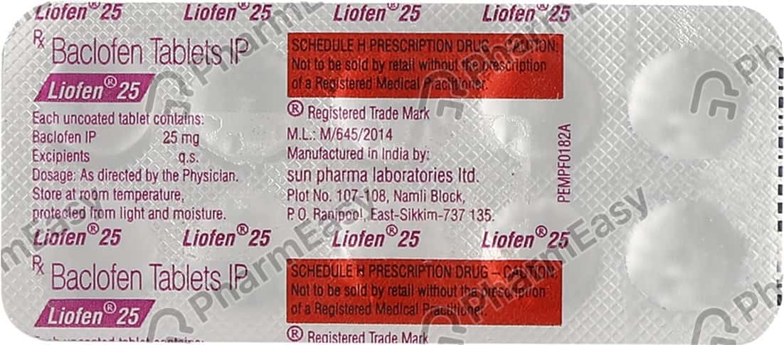 Liofen 25 MG Tablet (10): Uses, Side Effects, Price & Dosage | PharmEasy