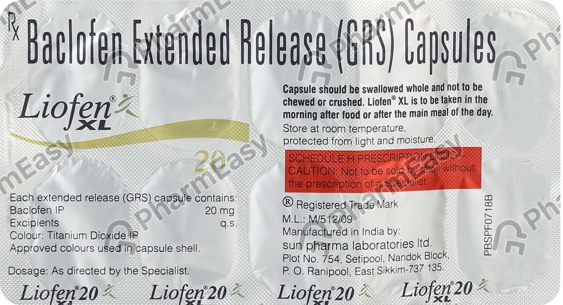 Liofen Xl 20 MG Capsule (10): Uses, Side Effects, Price & Dosage ...