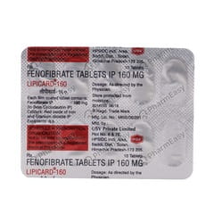 Lipicard 160 MG Tablet (10) - Uses, Side Effects, Dosage, Composition ...