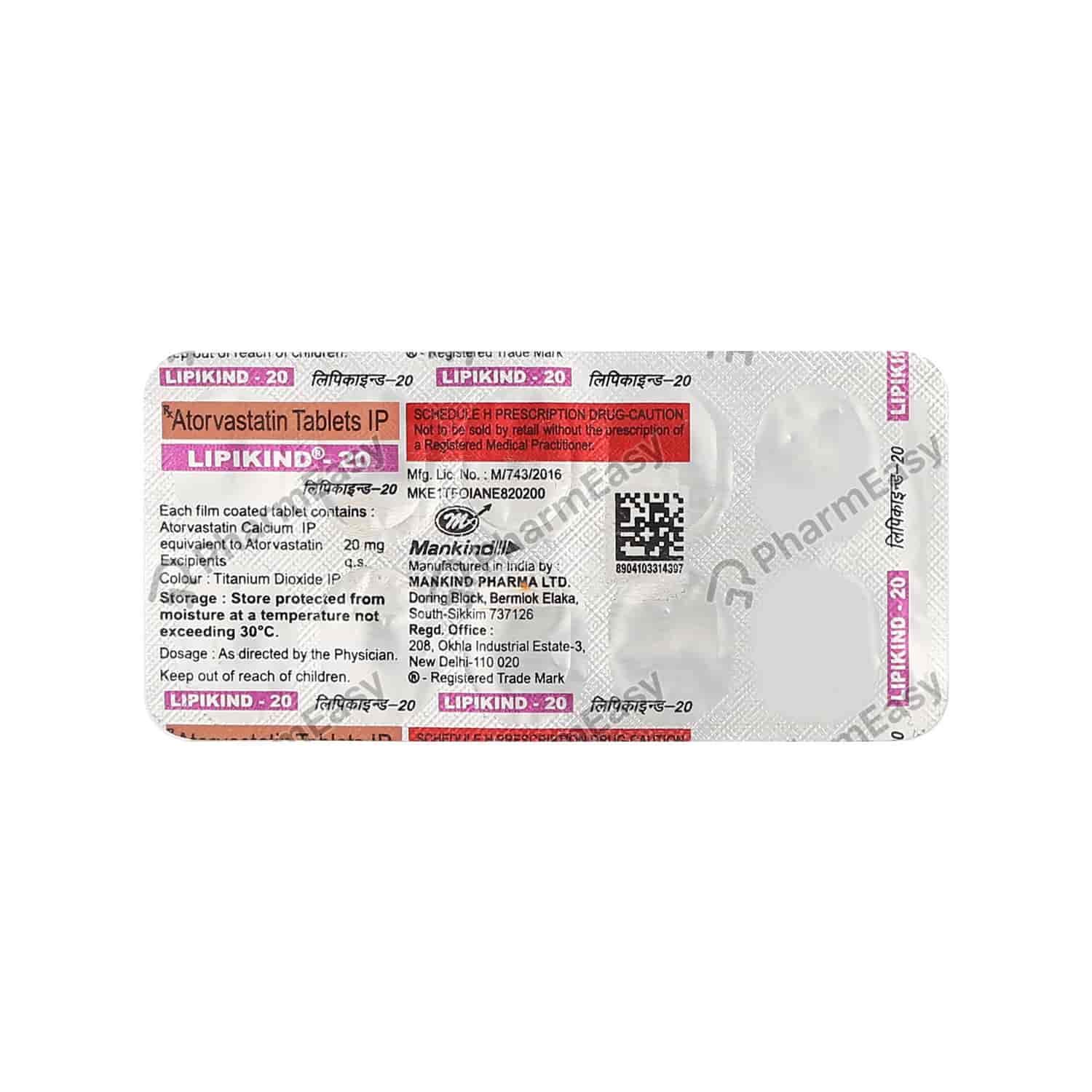 Lipikind 20mg Tab - Uses, Side Effects, Dosage, Composition & Price ...