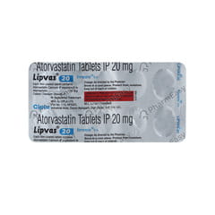 Lipvas 20 MG Tablet (10) - Uses, Side Effects, Dosage, Composition ...