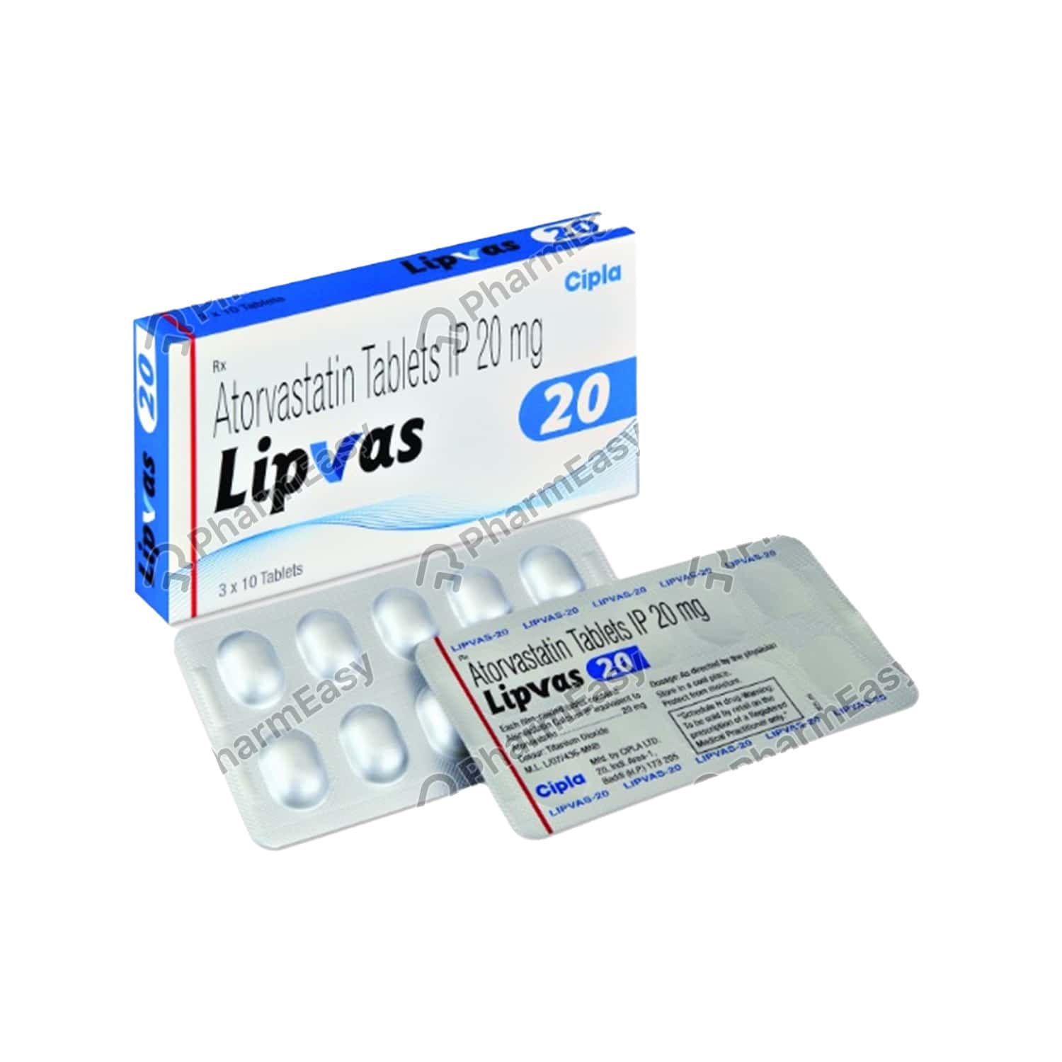 Lipvas 20 MG Tablet (10) - Uses, Side Effects, Dosage, Composition ...