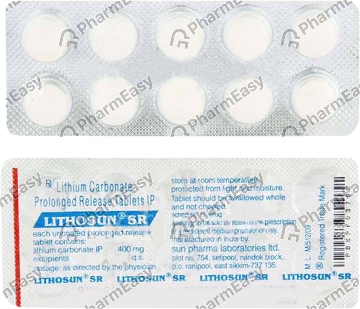 Lithosun Sr 400 MG Tablet (10): Uses, Side Effects, Price & Dosage ...