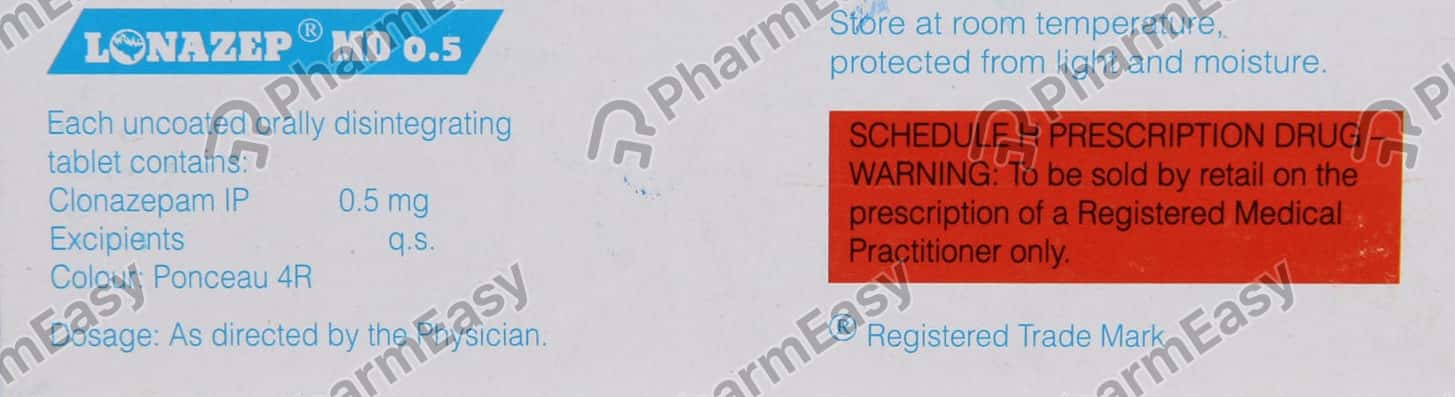 Lonazep Md 0.5 MG Tablet (10): Uses, Side Effects, Price & Dosage ...
