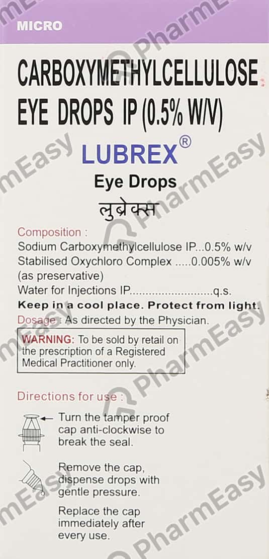 Lubrex 0.5 %W/V Eye Drop (10): Uses, Side Effects, Price & Dosage ...