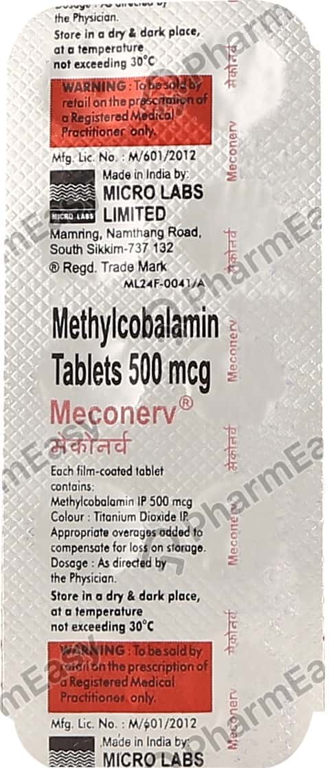 Meconerv 500 MCG Tablet (10): Uses, Side Effects, Price & Dosage ...