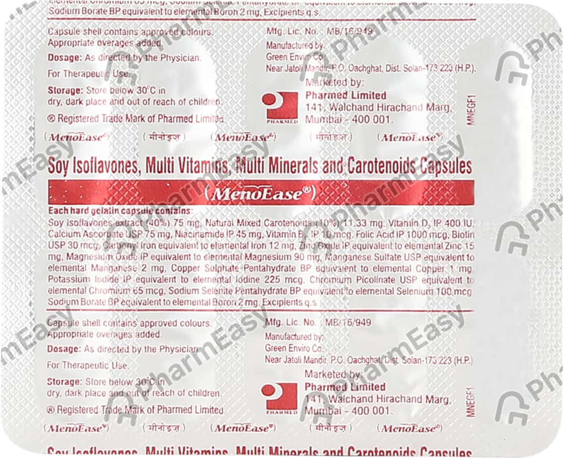 Buy Menoease Strip Of 10 Capsules Online at Flat 15% OFF | PharmEasy