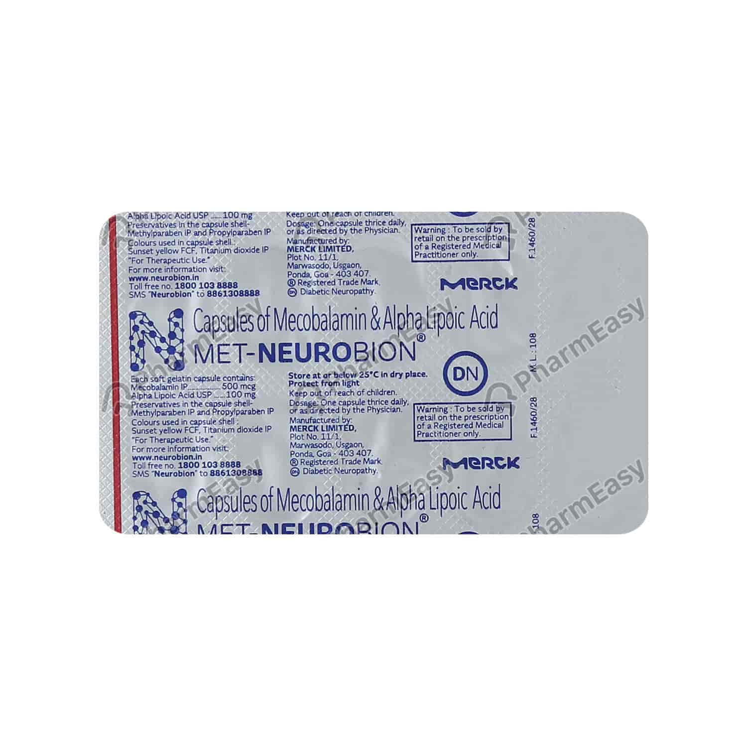 Buy Met Neurobion Capsule 10'S Online at Flat 18% OFF* | PharmEasy