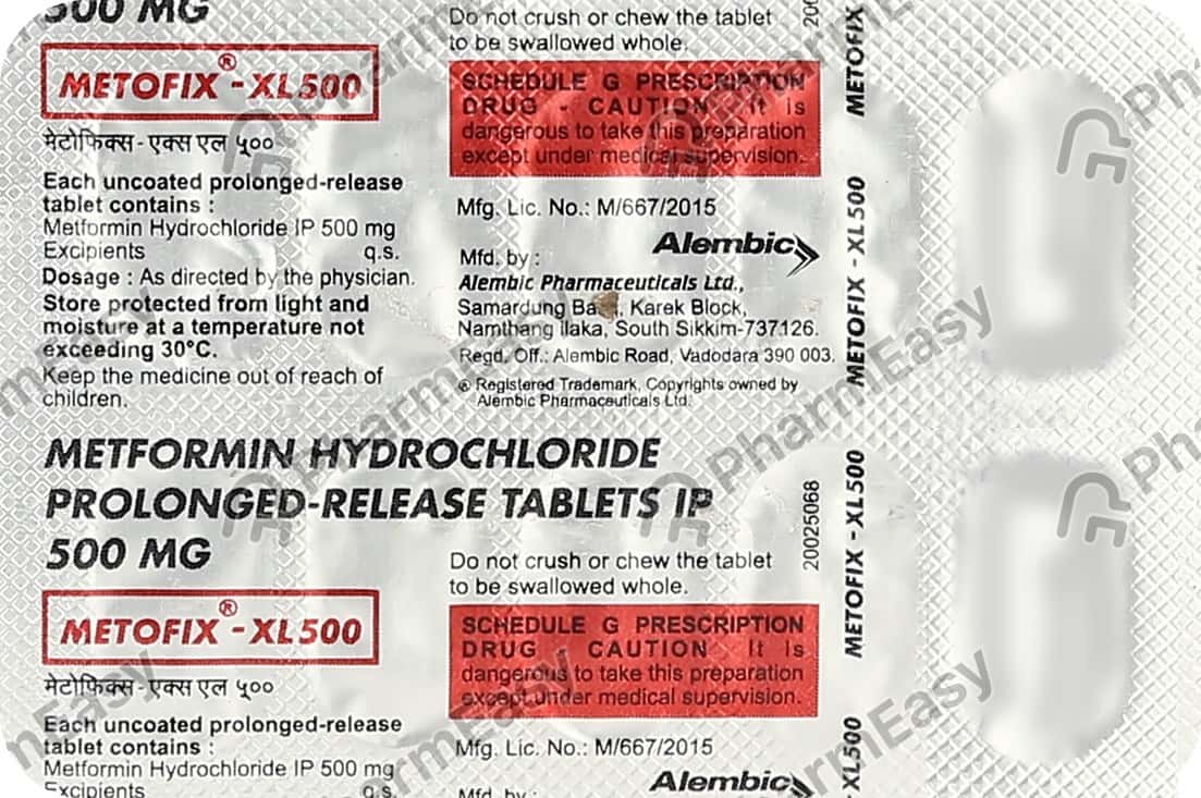 Metofix Xl 500 MG Tablet (10): Uses, Side Effects, Price & Dosage ...