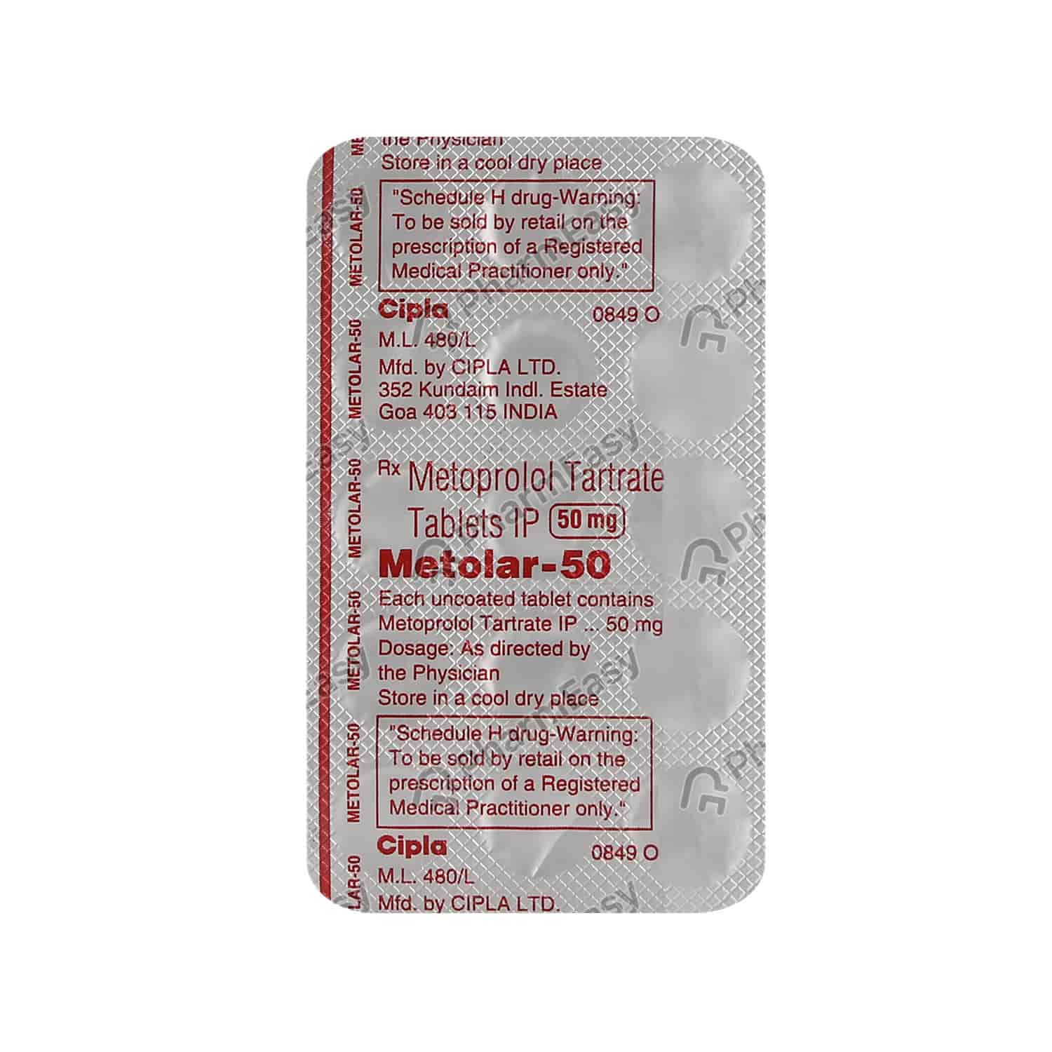 Metolar 50mg Tab 15`S - Uses, Side Effects, Dosage, Composition & Price ...