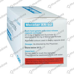 Metolar Xr 50 MG Capsule (10): Uses, Side Effects, Price & Dosage ...