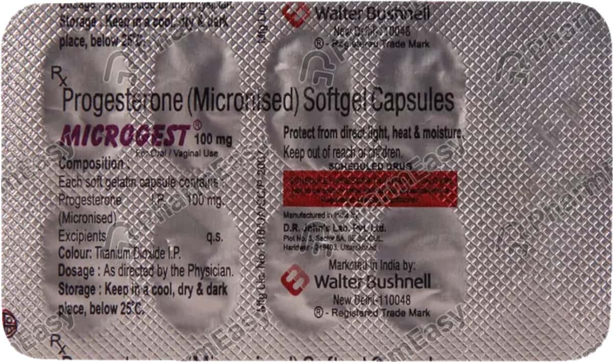 Microgest 100 MG Oral/Vaginal Capsule (10): Uses, Side Effects, Price ...