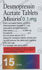 Buy Minirin 0.1 MG Tablet (15) Online & Save Up to 24% at PharmEasy
