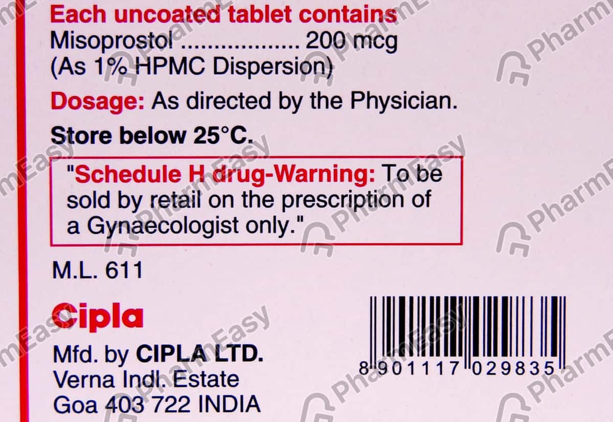 Misoprost 200 MCG Tablet (4): Uses, Side Effects, Price & Dosage ...
