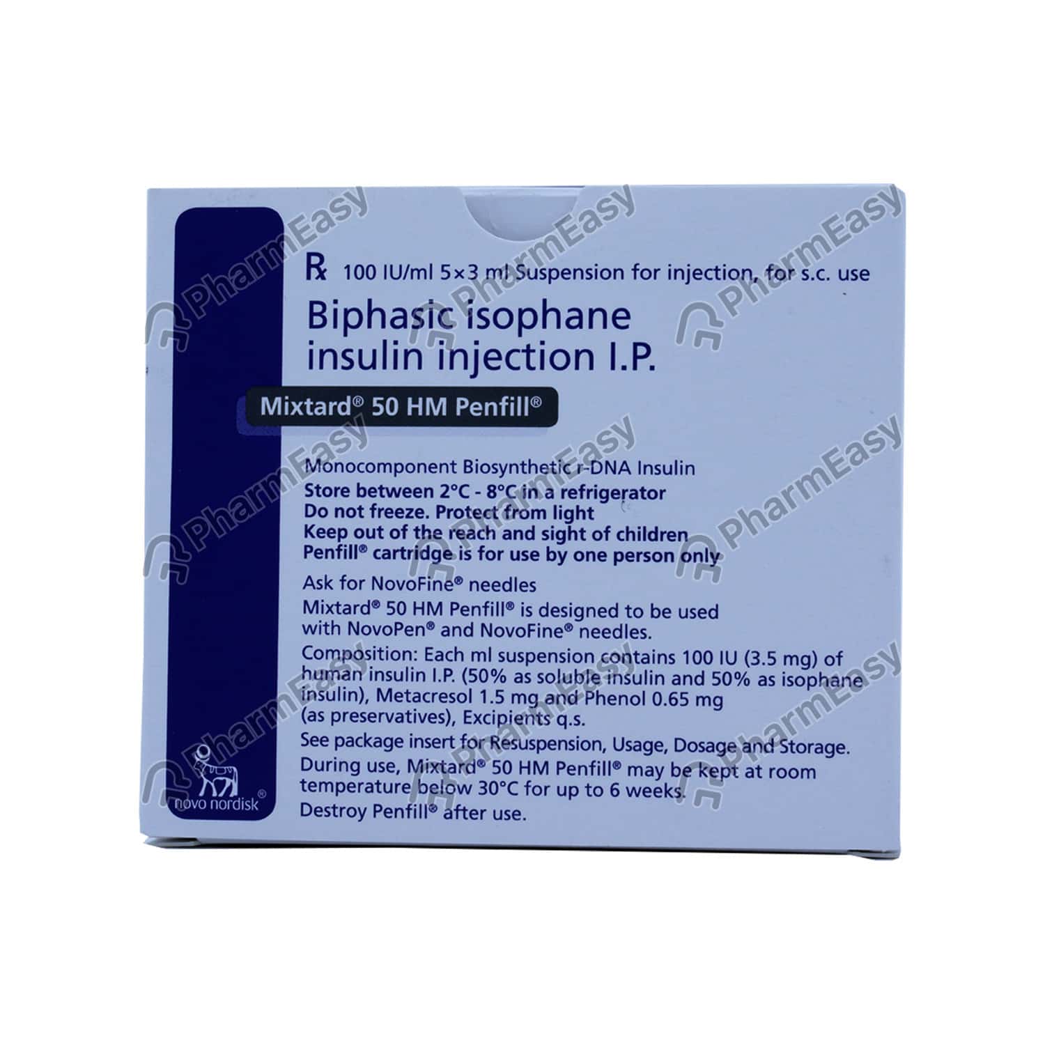 Mixtard 50hm Penfill Injection 3ml - Uses, Side Effects, Dosage ...