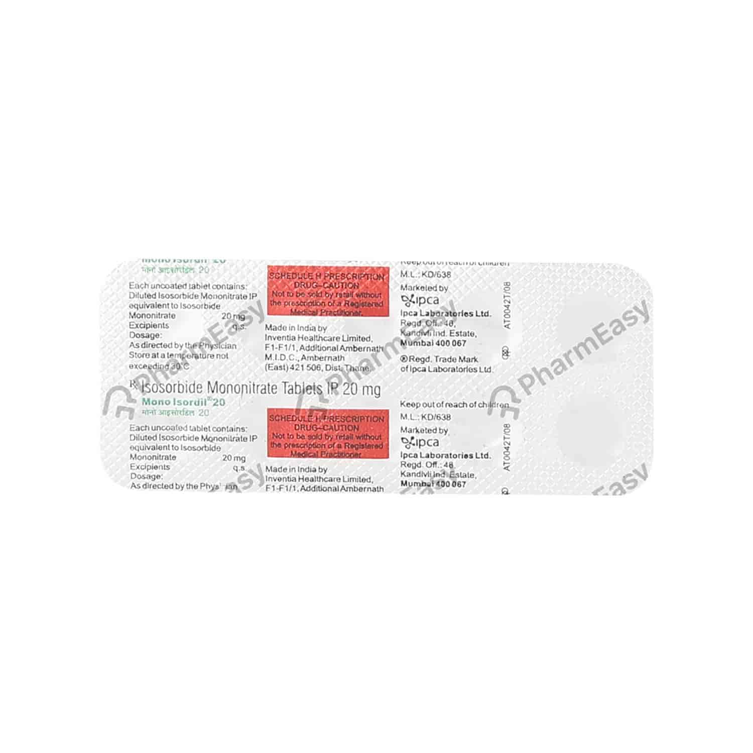 Buy Mono Isordil 20mg Tablet Online at Flat 18% OFF* | PharmEasy