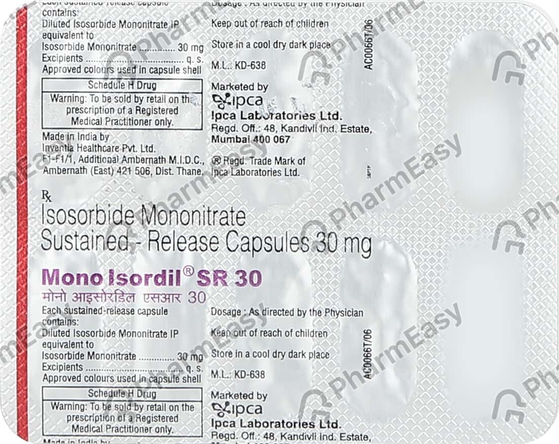 Mono Isordil Sr 30 MG Capsule (10): Uses, Side Effects, Price & Dosage ...