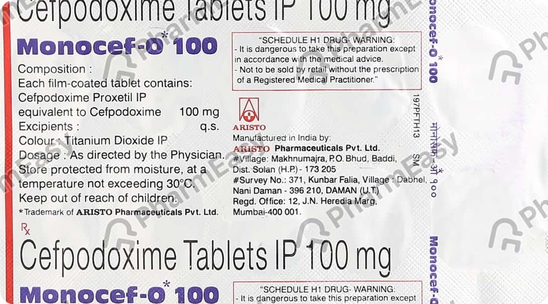 Monocef O 100 MG Tablet (10): Uses, Side Effects, Price & Dosage ...