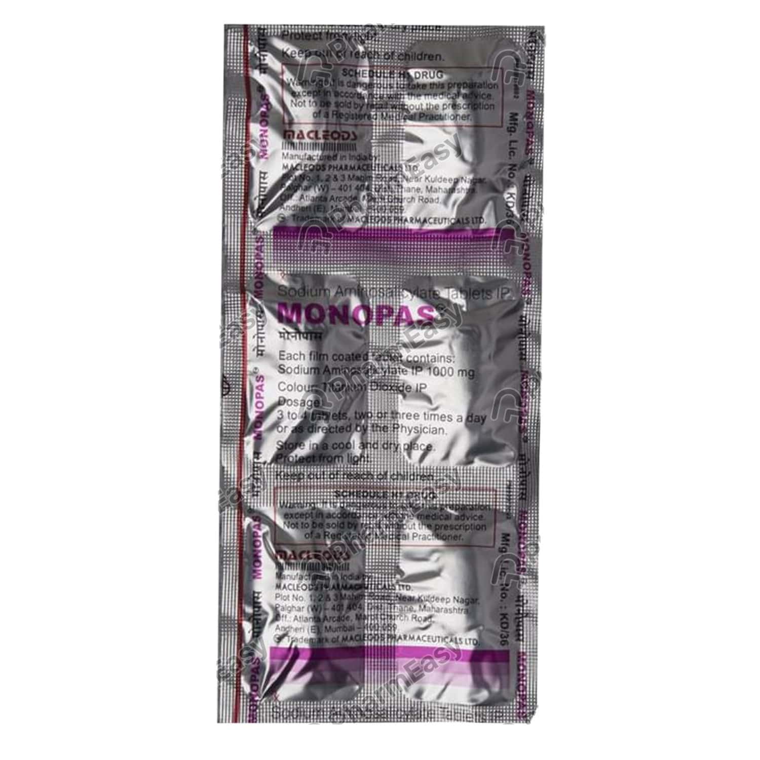 Monopas 1 G Tablet (6): Uses, Side Effects, Price & Dosage | PharmEasy