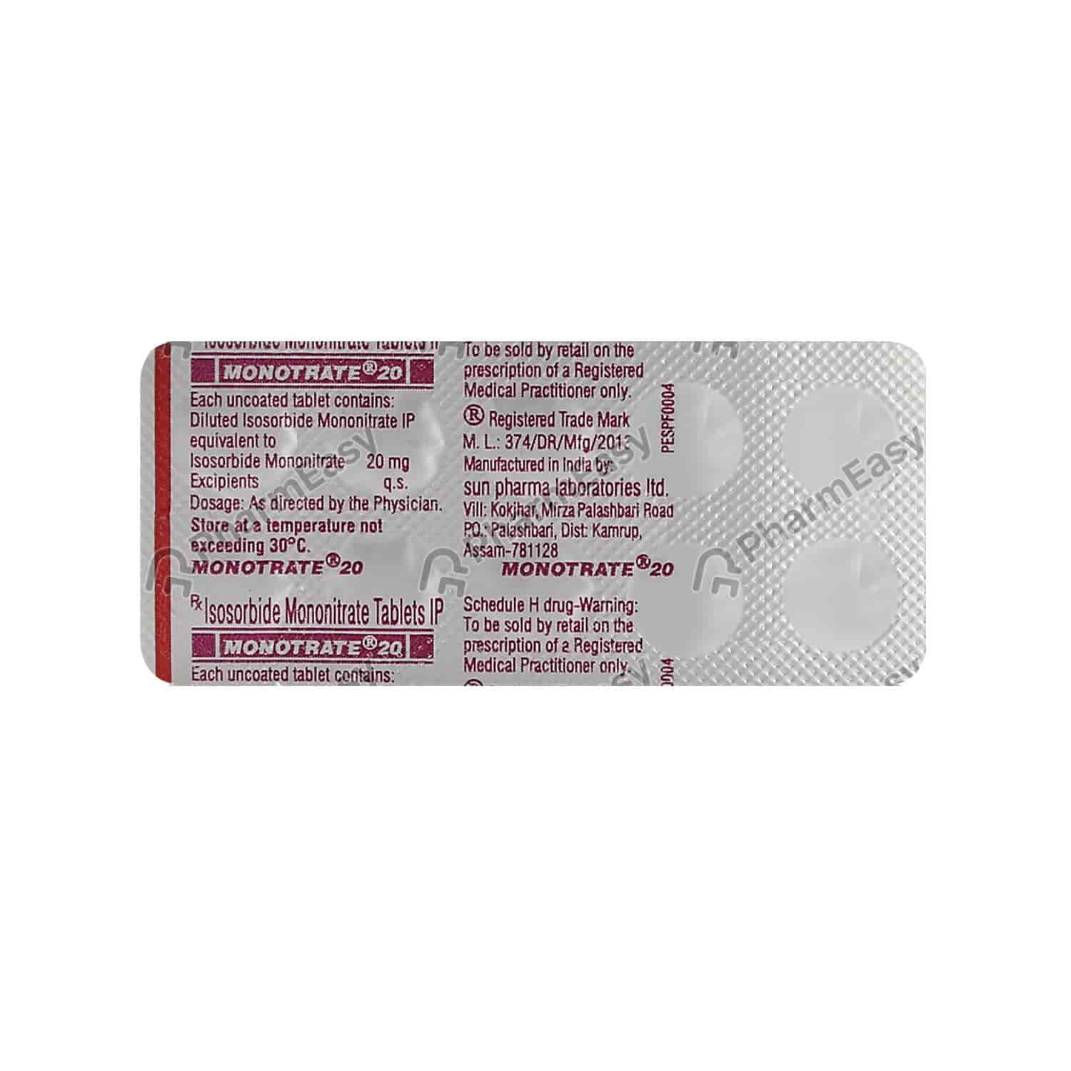 Buy Monotrate 20mg Strip Of 10 Tablets Online at Flat 18% OFF* | PharmEasy