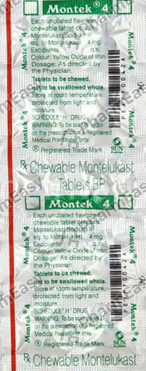 Montek 4 MG Tablet (10): Uses, Side Effects, Price & Dosage | PharmEasy