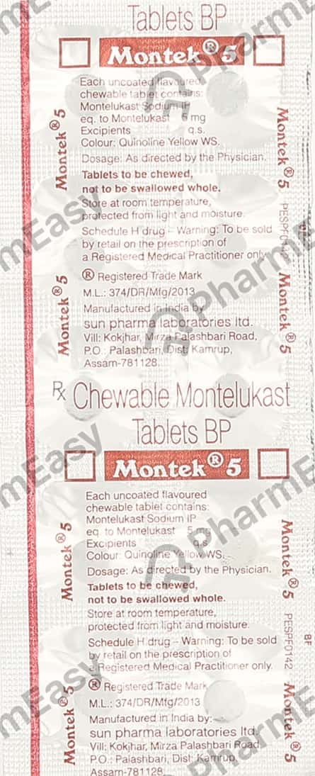 Montek 5 MG Tablet (10): Uses, Side Effects, Price & Dosage | PharmEasy
