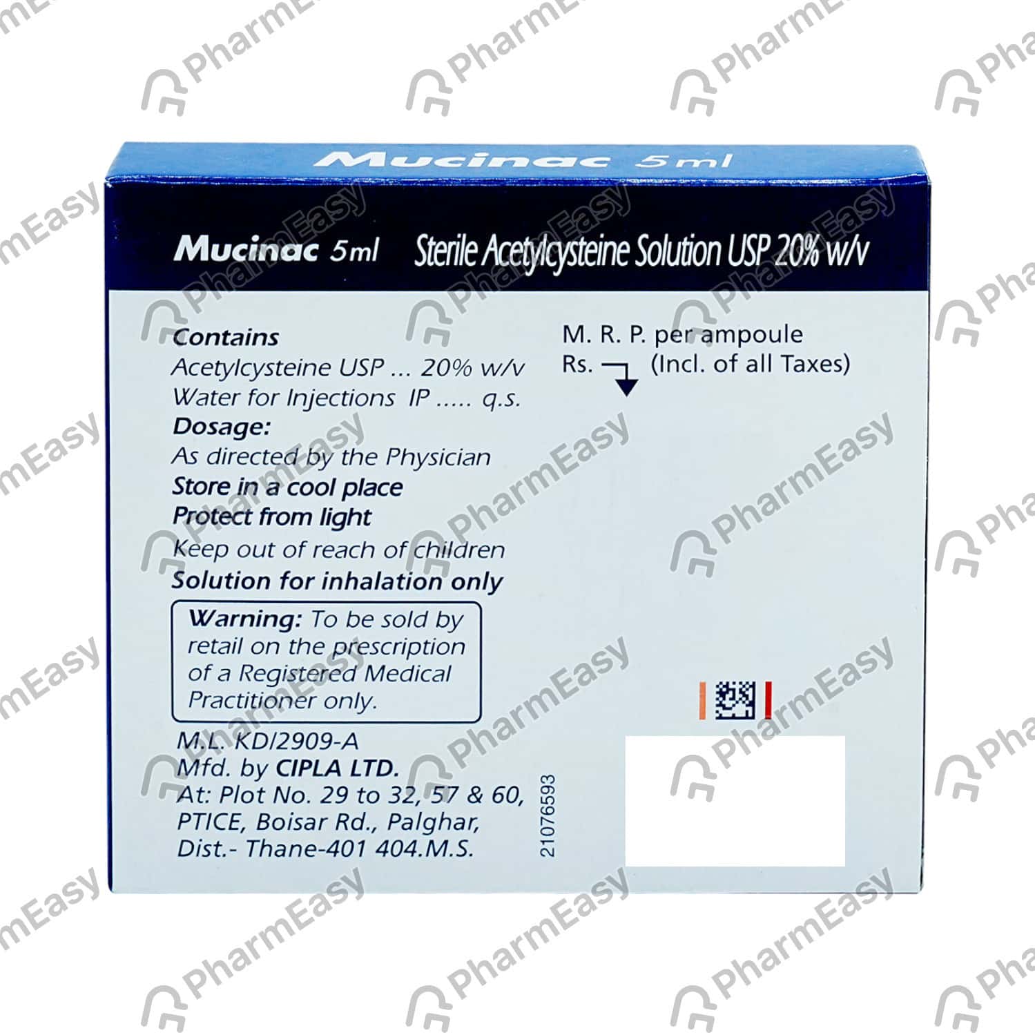 Buy Mucinac 20 %W/V Solution For Inhalation (5) Online at Flat 15% OFF ...