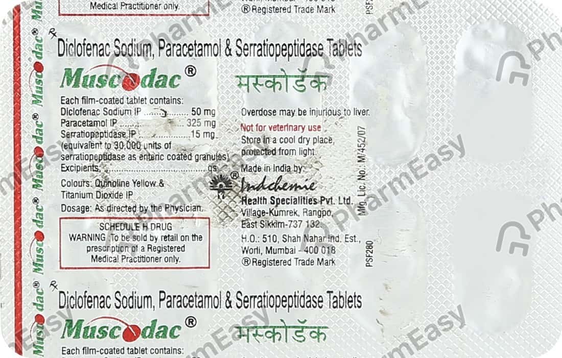 Muscodac Strip Of 10 Tablets: Uses, Side Effects, Price & Dosage ...