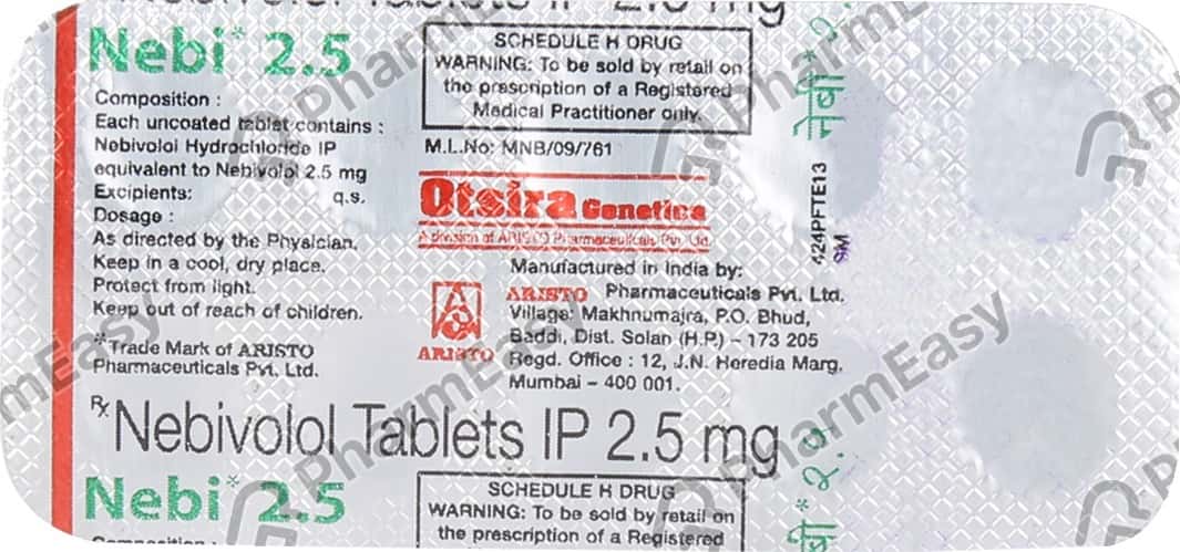 Nebi 2.5 MG Tablet (10): Uses, Side Effects, Price & Dosage | PharmEasy