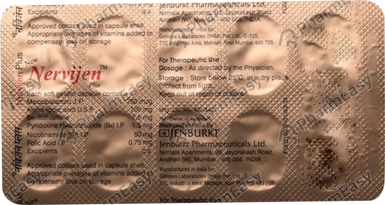 Buy Nervijen Plus Strip Of 10 Capsules Online at Flat 15% OFF | PharmEasy