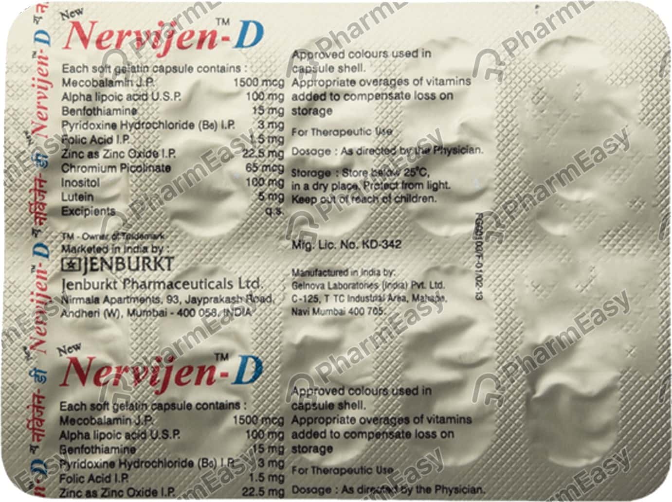 Buy Nervijen D Strip Of 10 Capsules Online at Flat 15% OFF | PharmEasy
