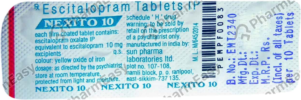 Nexito 10 MG Tablet (10): Uses, Side Effects, Price & Dosage | PharmEasy