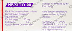 Nexito 20 MG Tablet (10): Uses, Side Effects, Price & Dosage | PharmEasy