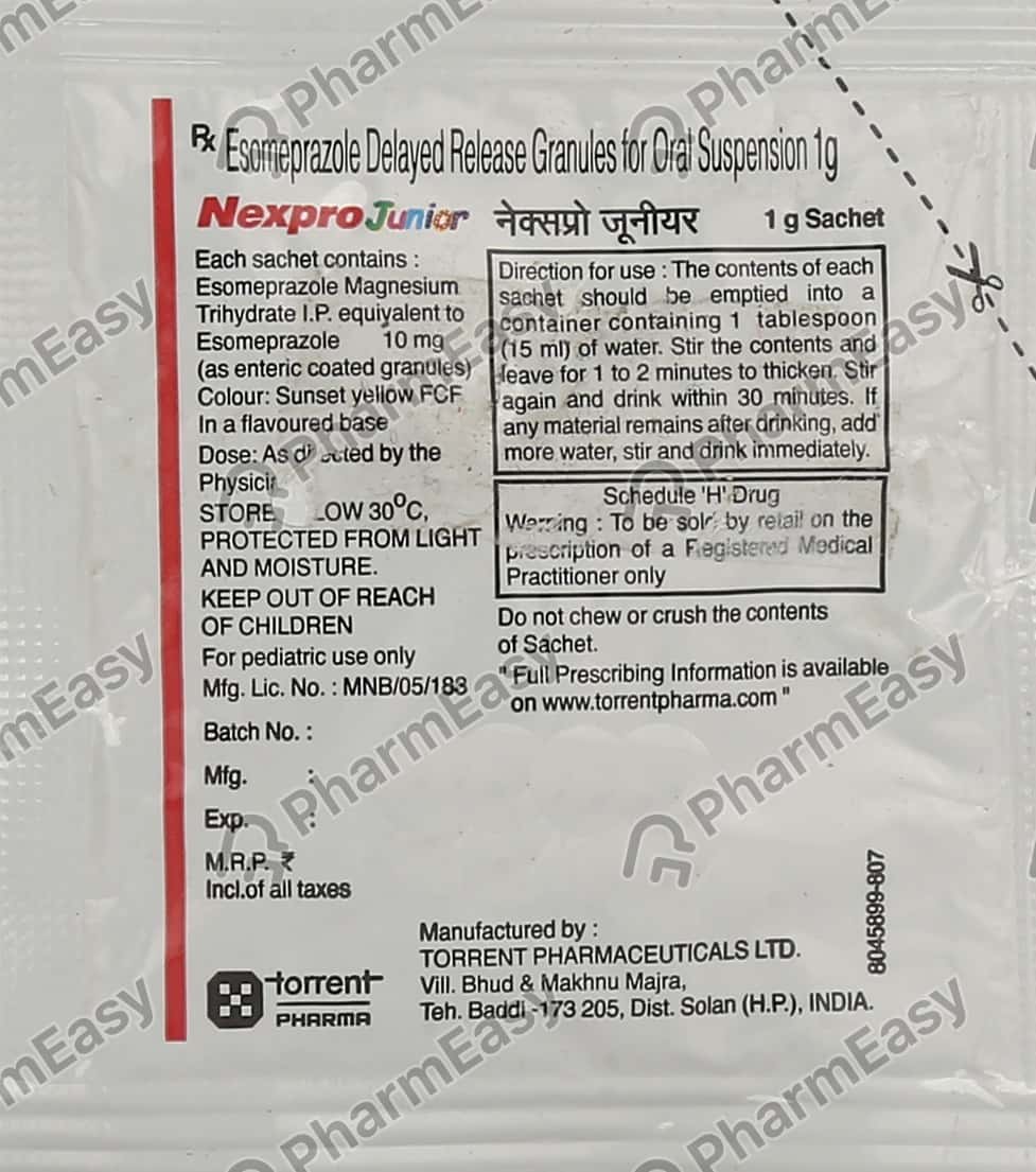 Nexpro Junior 10 MG Oral Powder (1): Uses, Side Effects, Price & Dosage ...