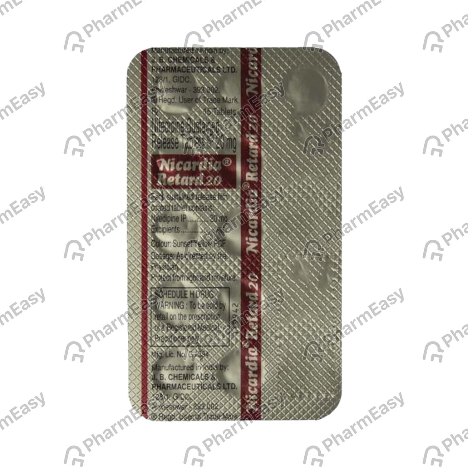 Buy Nicardia Retard 20 MG Tablet (10) Online at Flat 15% OFF | PharmEasy