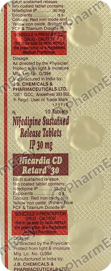 Nicardia Cd Retard 30 MG Tablet (10): Uses, Side Effects, Price ...