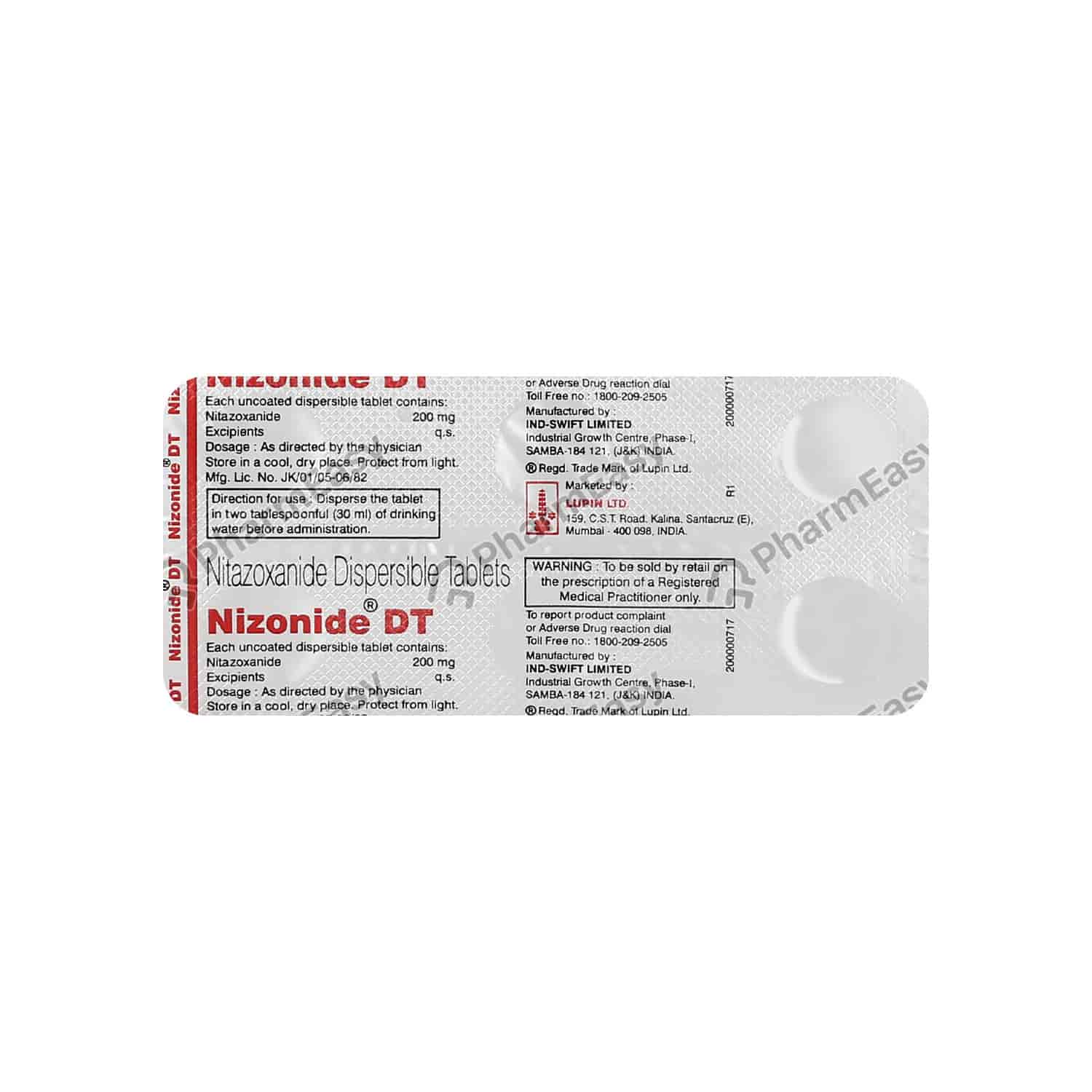 Buy Nizonide Dt 200mg Tablet Online at Flat 18% OFF* | PharmEasy