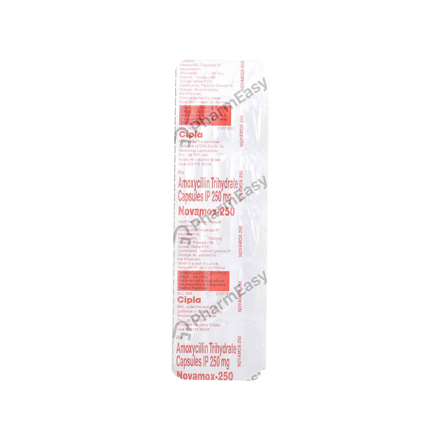 Buy Novamox 250mg Capsule Online at Flat 18% OFF* | PharmEasy
