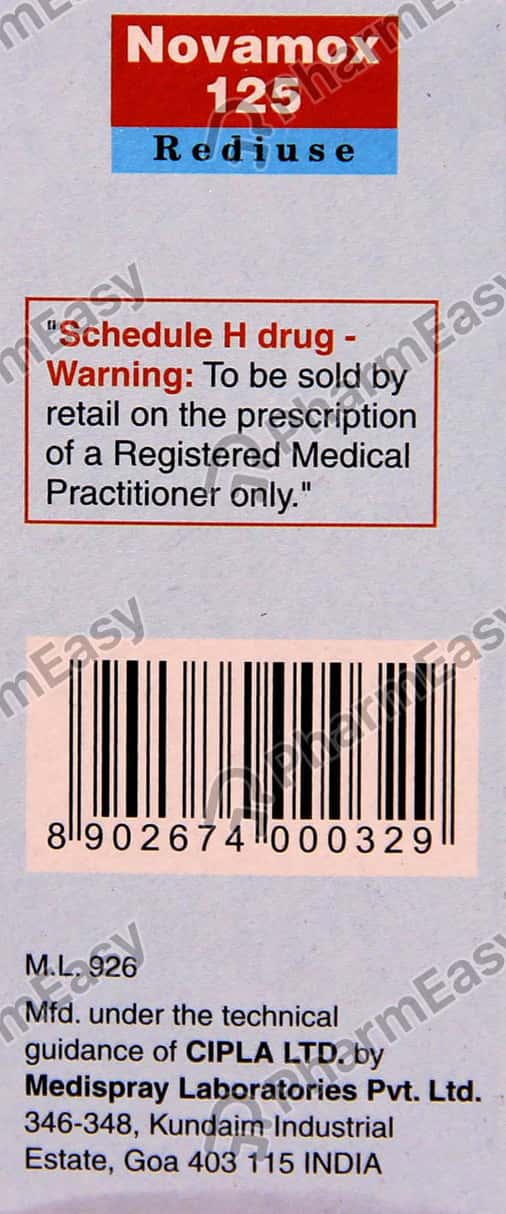Novamox 125 MG Suspension (30): Uses, Side Effects, Price & Dosage ...