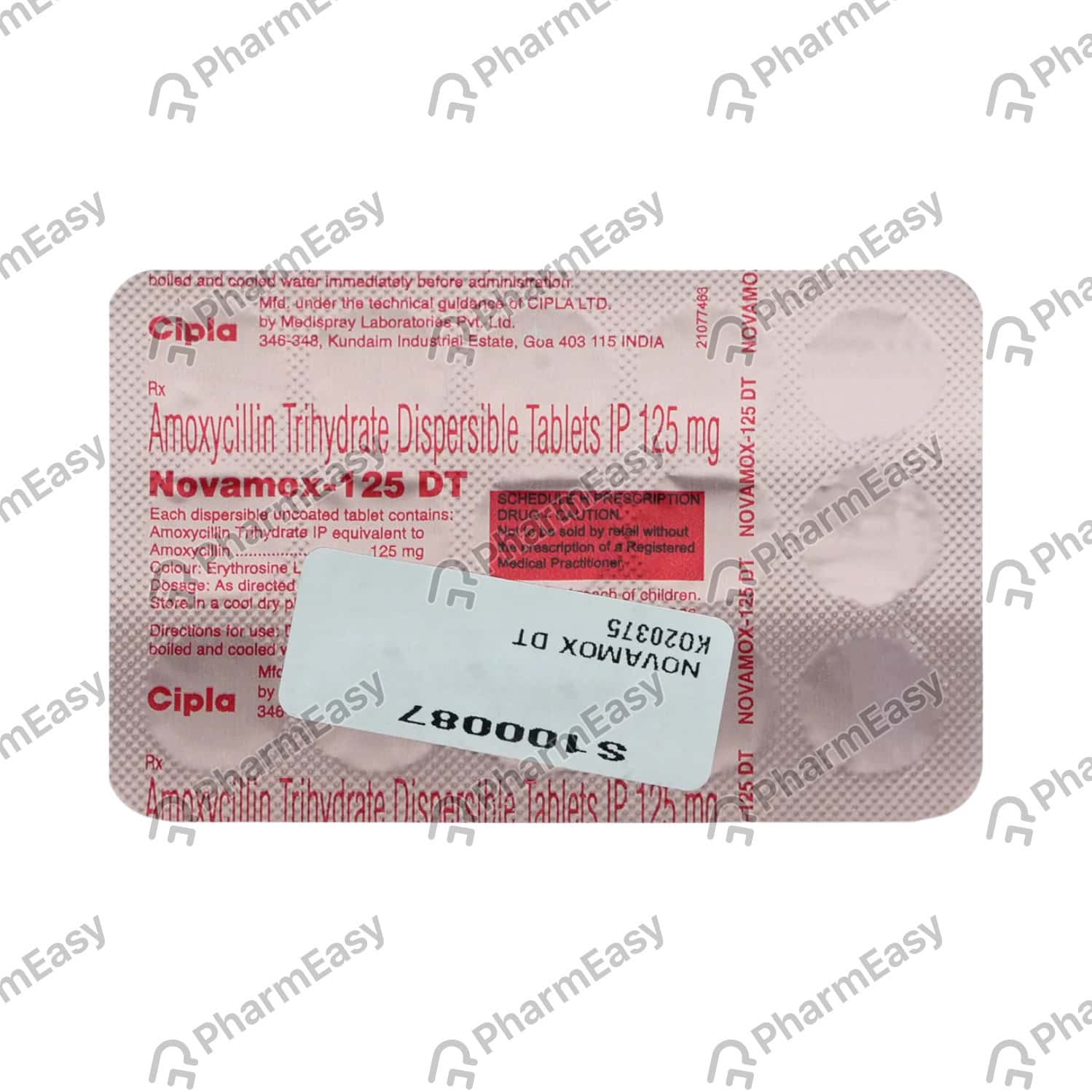 Novamox Dt 125 MG Tablet (15): Uses, Side Effects, Price & Dosage ...