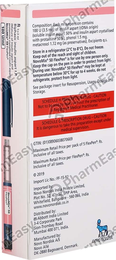 Novomix Flexpen 100 IU/ML Suspension For Injection (3): Uses, Side ...
