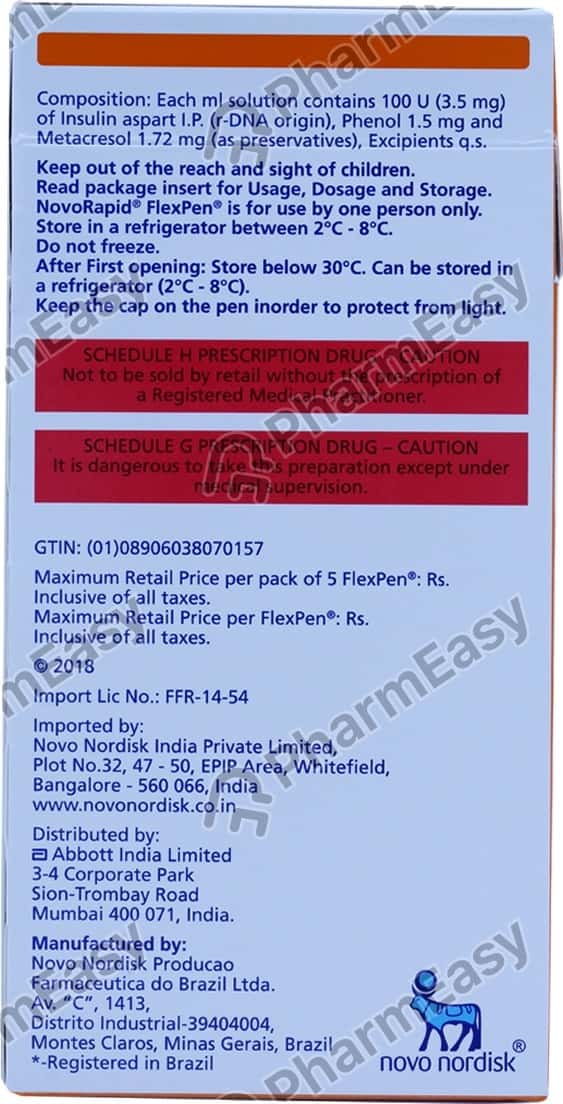 Novorapid Flexpen 100 IU/ML Solution For Injection (3): Uses, Side ...