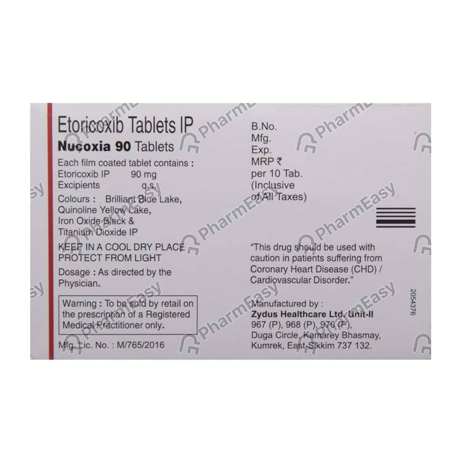 Buy Nucoxia 90 MG Tablet (10) Online at Flat 15% OFF | PharmEasy