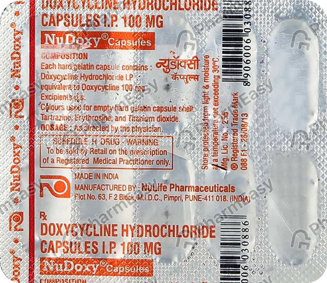 Nudoxy 100 MG Capsule (10): Uses, Side Effects, Price & Dosage | PharmEasy