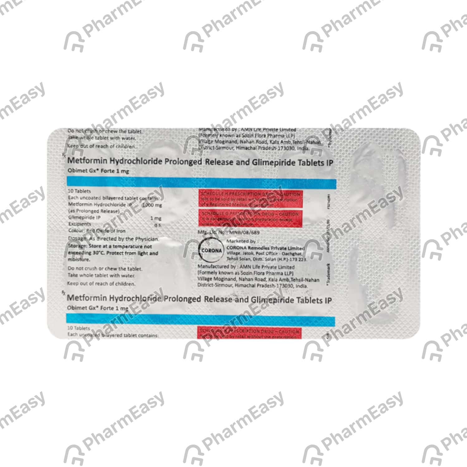 Obimet Gx 1mg Forte Strip Of 10 Tablets: Uses, Side Effects, Price ...