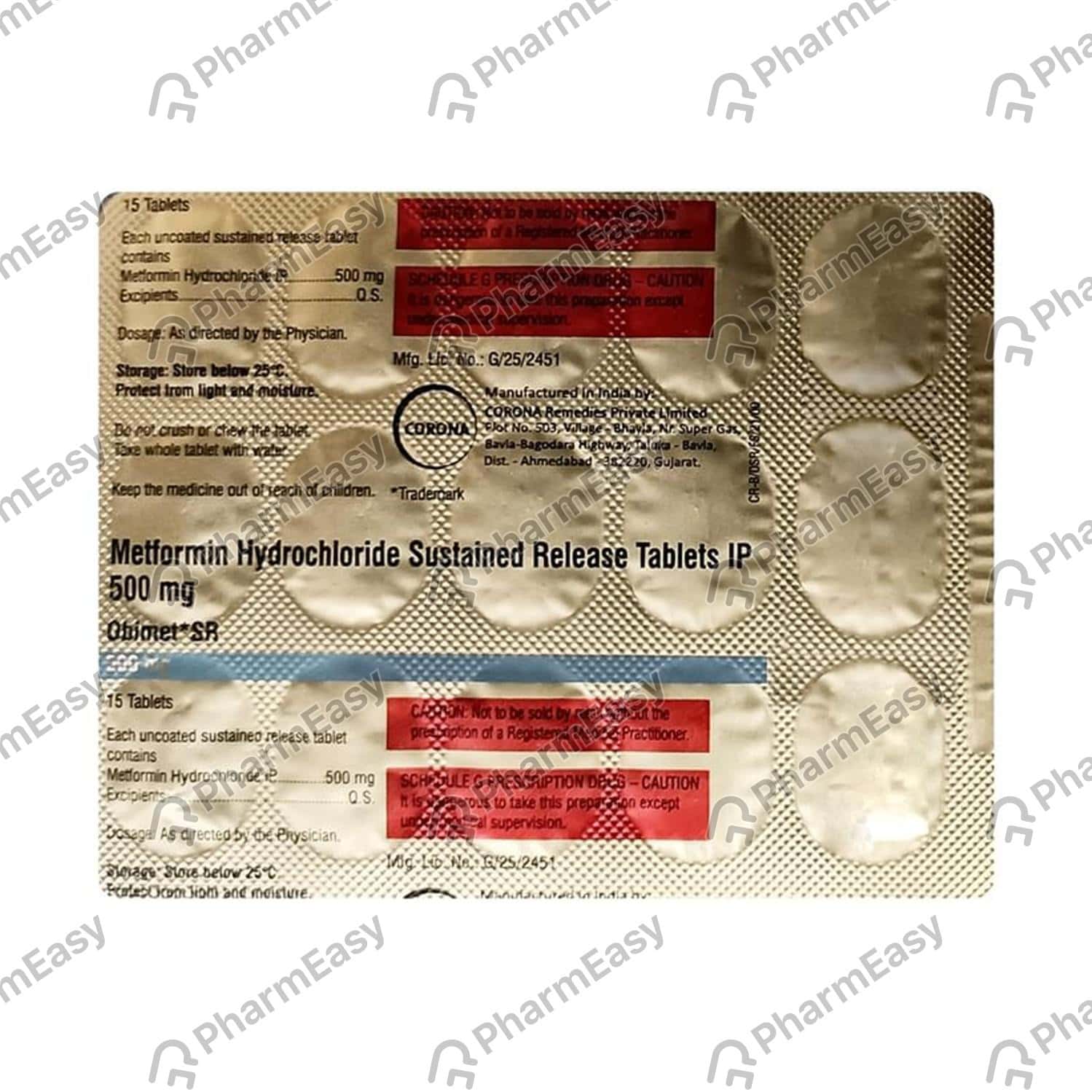 Obimet Sr 500 MG Tablet (10): Uses, Side Effects, Price & Dosage ...